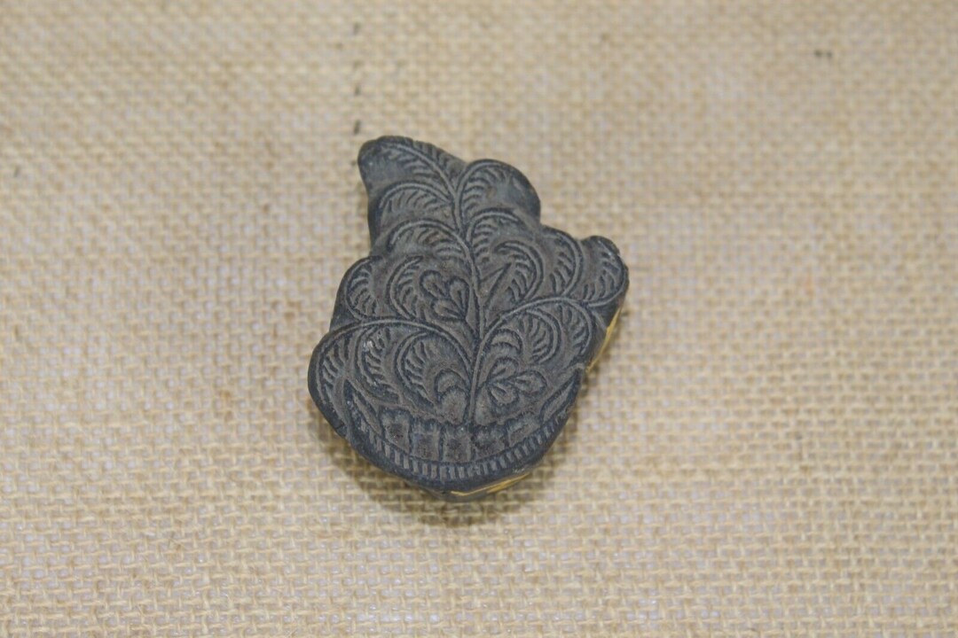 Hand Carved Wooden Block Leaf Design Unique Old Decorative: Hand Carved ...