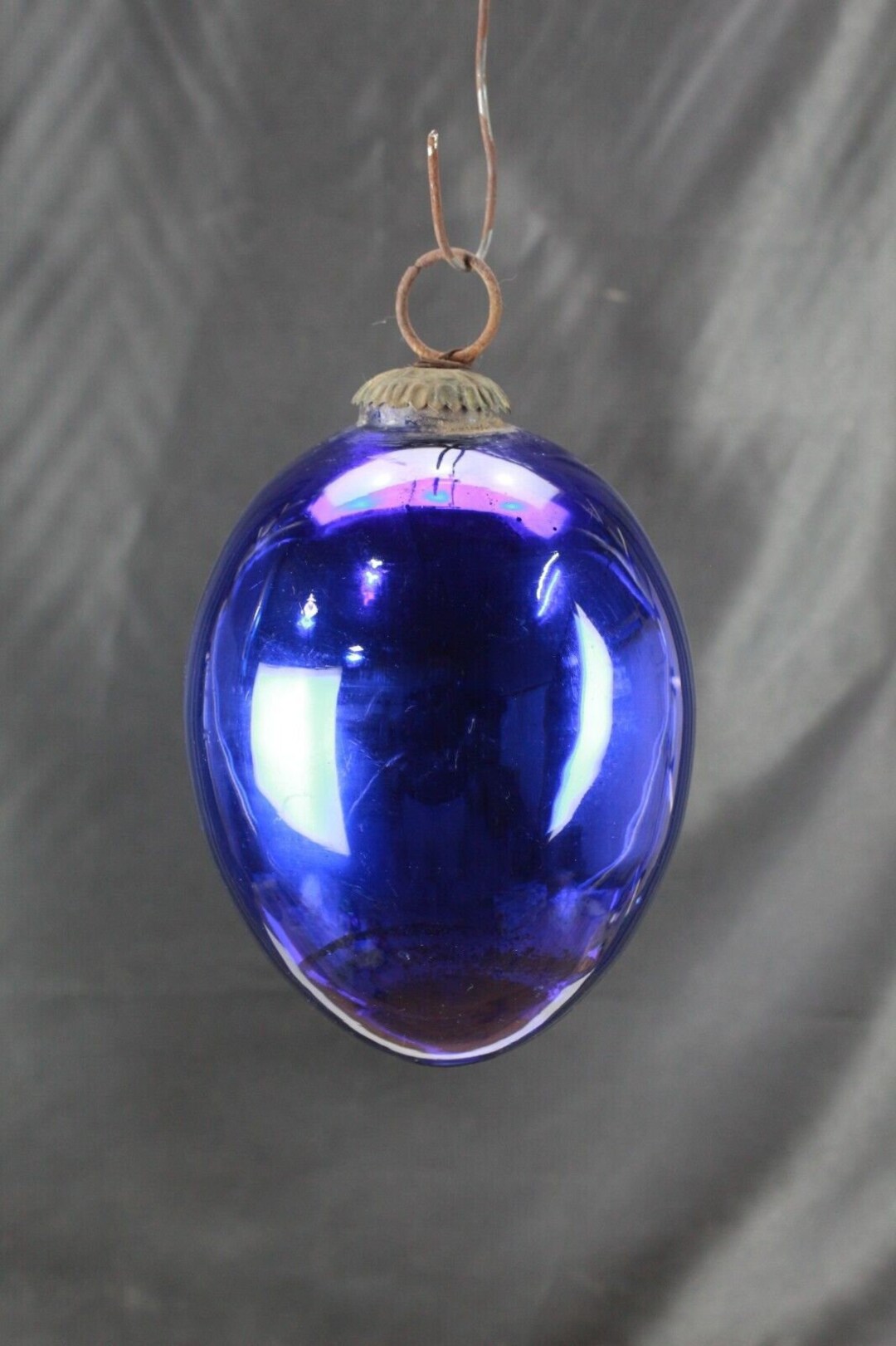 Large Dragon Egg Shape Kugel Ball Handmade Antique Cobalt Blue Glass ...
