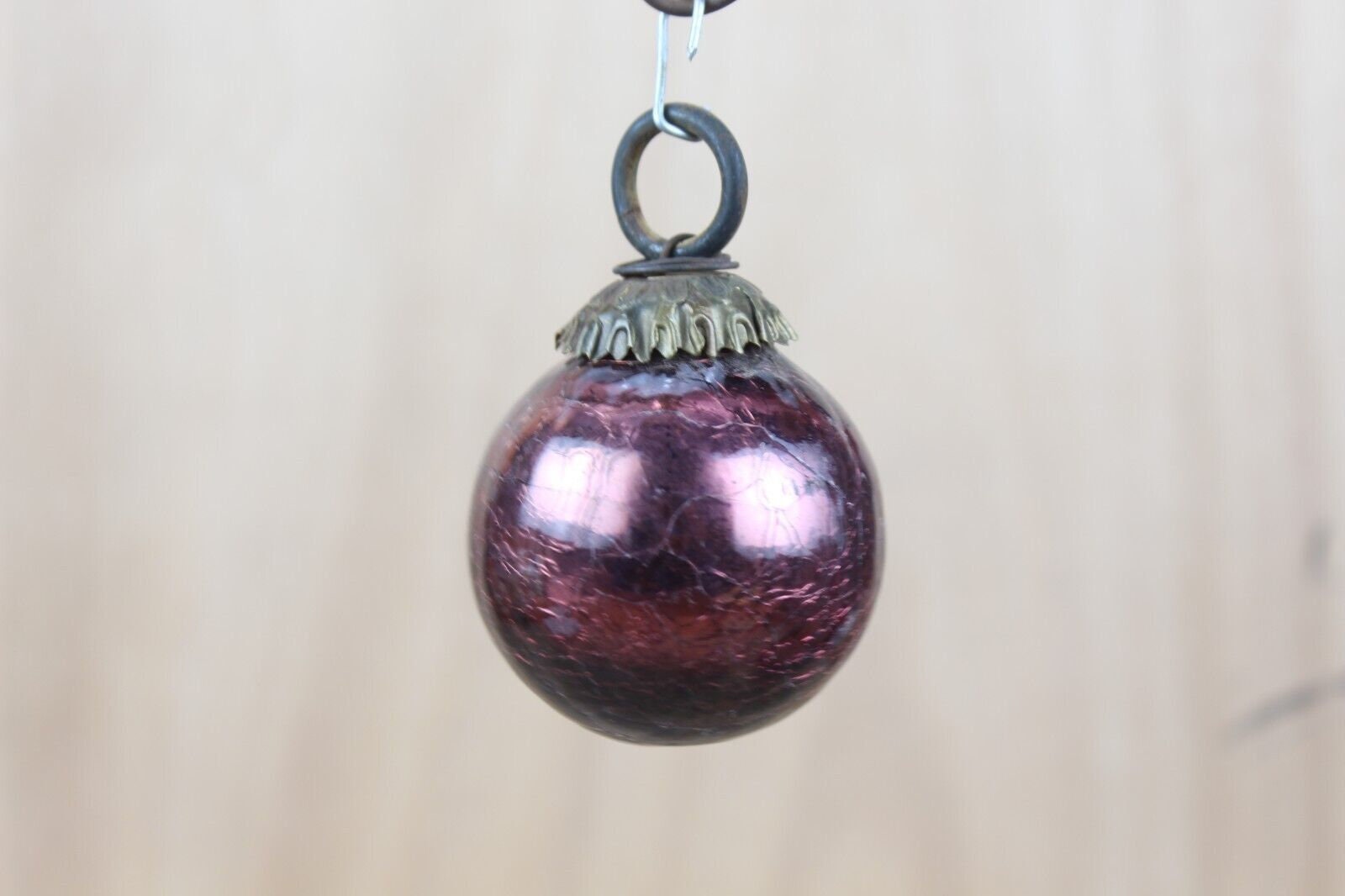 Antique Purple Glass German Kugel Ball Small Crackled Christmas ...