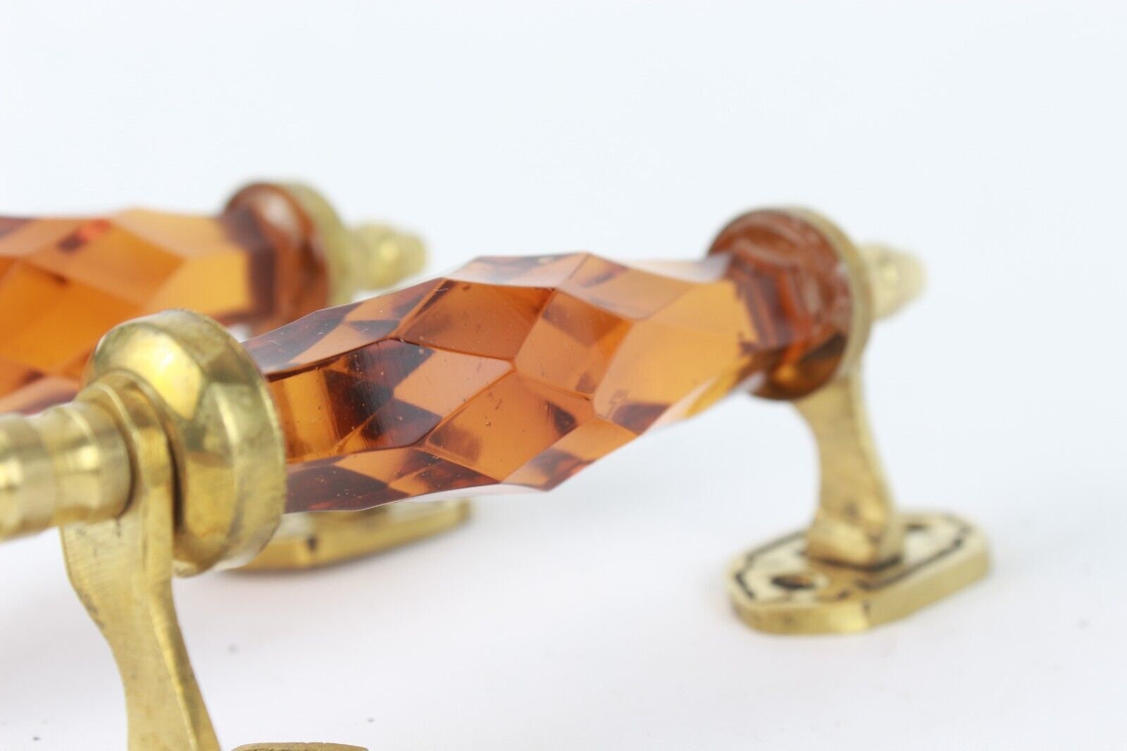 Antique Victorian Amber Glass Door Handle With Brass Fittings (set of 2 ...