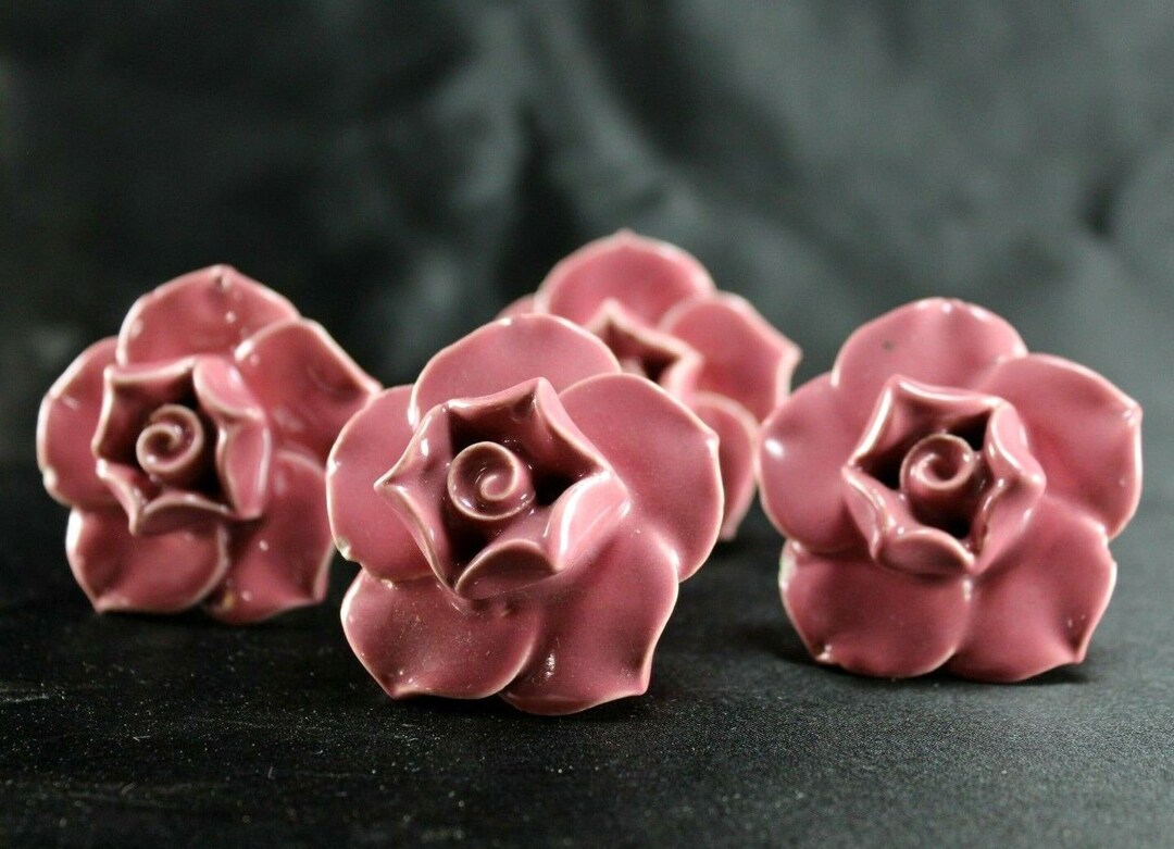 Vintage Victorian Ceramic Flower Knob: Drawer Cabinet Door Pull, Set of ...