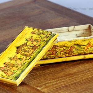 Antique Bone Trinket, Jewelry Box, Ring Box, Hand Painted Bone Box ...