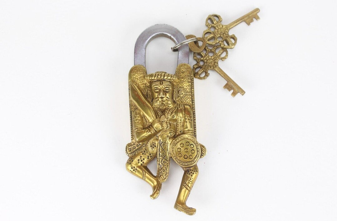 Vintage Style Brass Soldier Padlock: Handmade, Solid Heavy Brass Lock ...