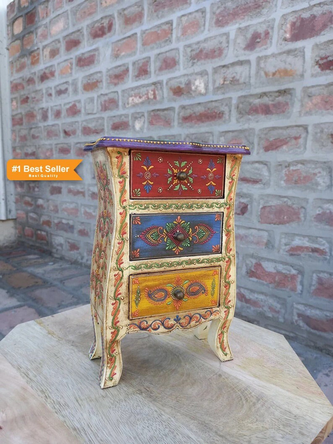 Wooden Hand Painted Drawer Chest of Drawers Jewelry Box Christmas Gift ...