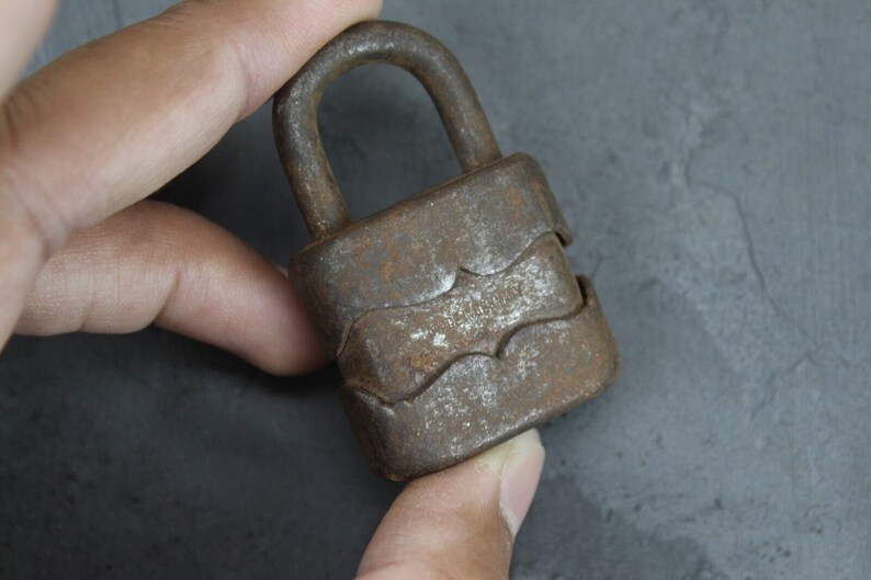 Antique Tiny Rustic Old German Iron Lock - Vintage Decor Collectible ...