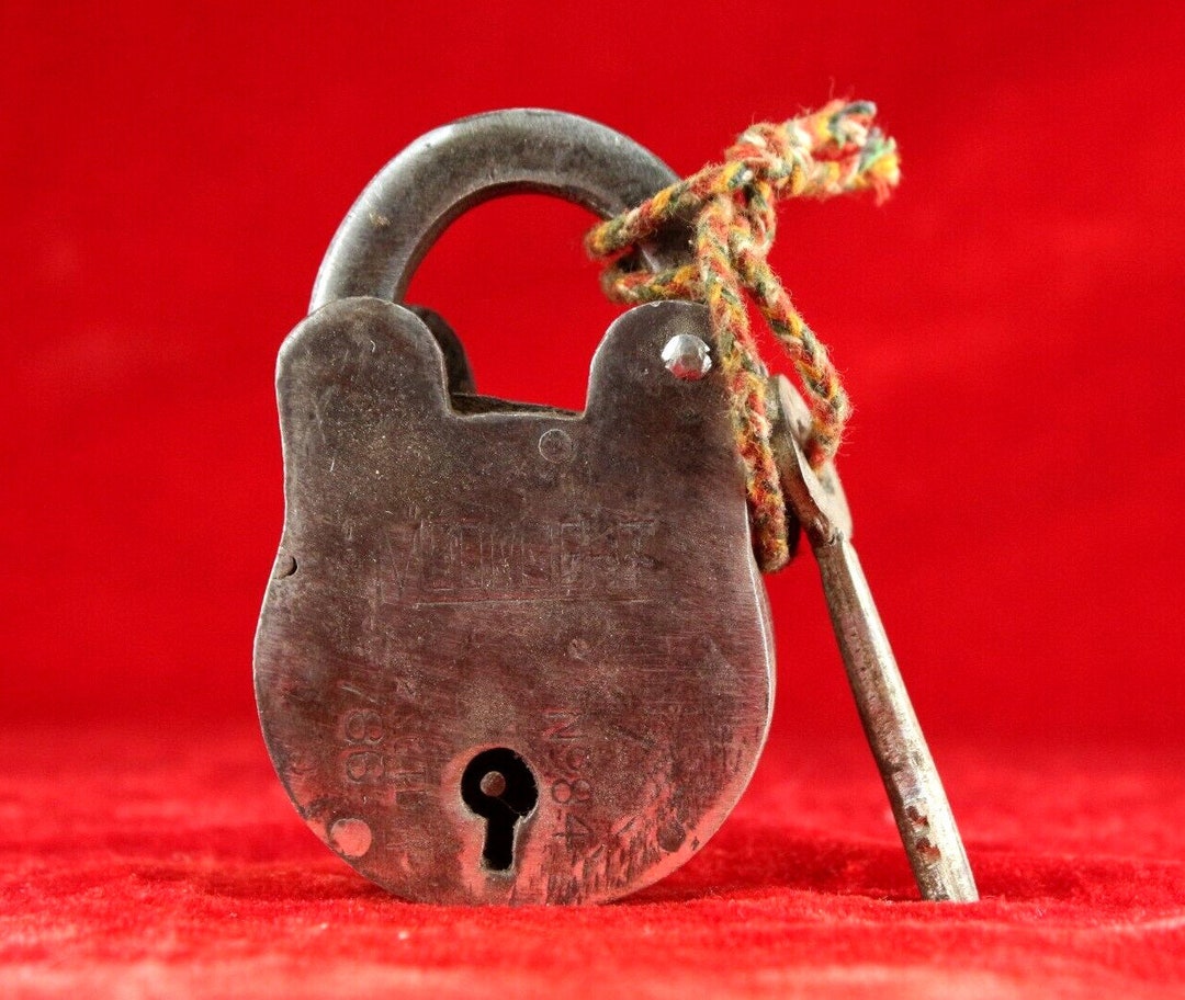 Vintage Old Padlock: Rare Indian Handmade Iron Lock With Design, Single ...