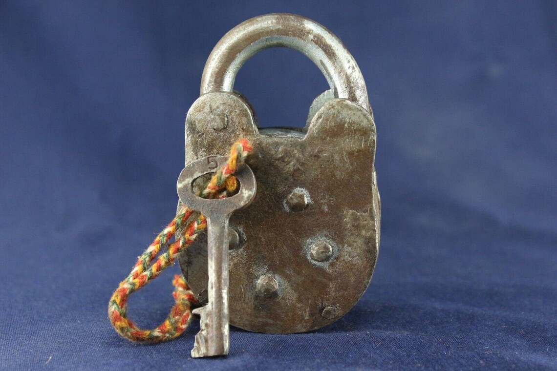 Antique Indian Padlock: Working Brass & Iron Collectible Lock With Key ...