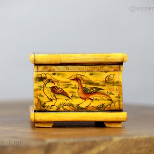 Antique Bone Trinket, Jewelry Box, Ring Box, Hand Painted Bone Box ...