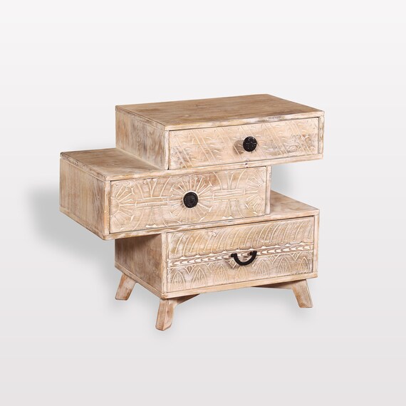 Wooden Drawer Box 3 Drawer Box Zigzag Design Unique Indian - Etsy