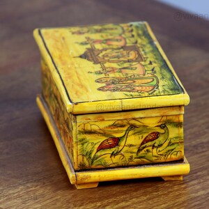 Antique Bone Trinket, Jewelry Box, Ring Box, Hand Painted Bone Box ...