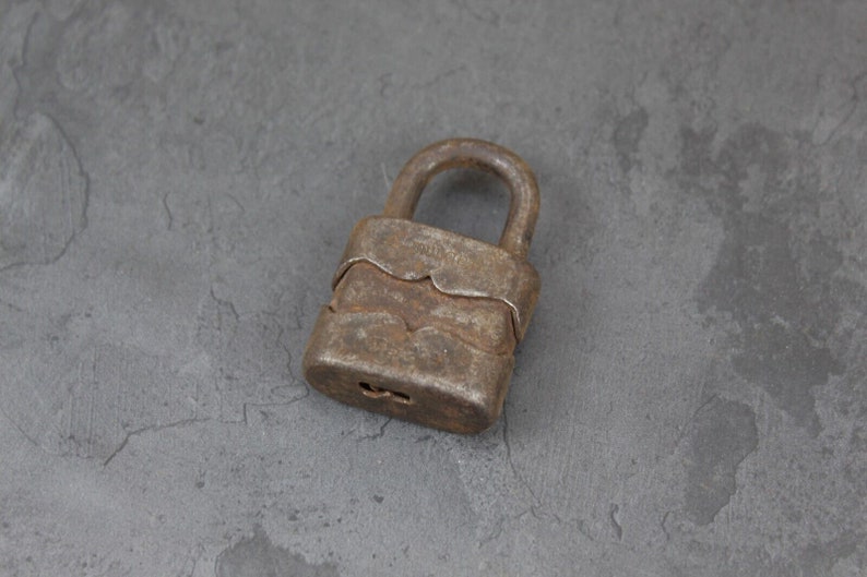 Antique Tiny Rustic Old German Iron Lock - Vintage Decor Collectible ...
