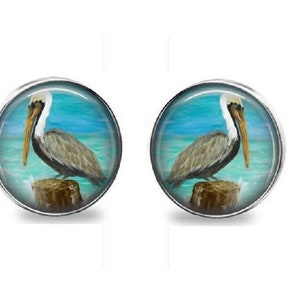 SET of 2 Sand & Sea Beach Coastal Nautical Pelican Nickel Silver GLASS ...