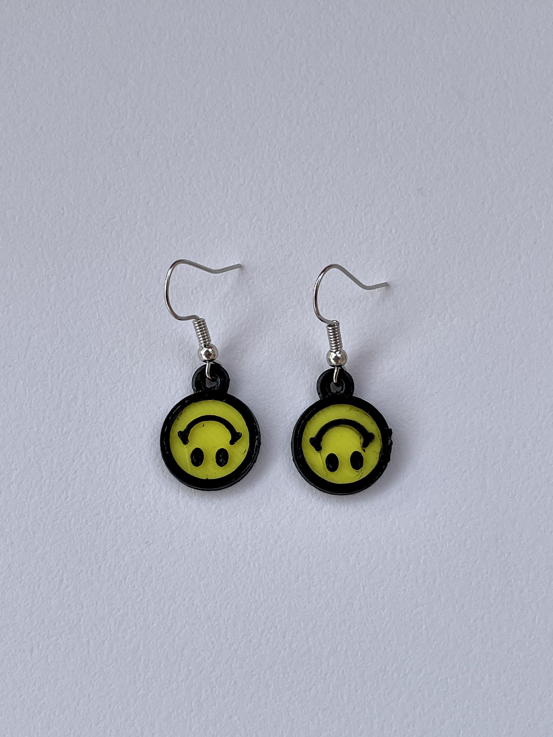 Dangling 3D Printed Upside Down Smiley Face Earrings - Etsy