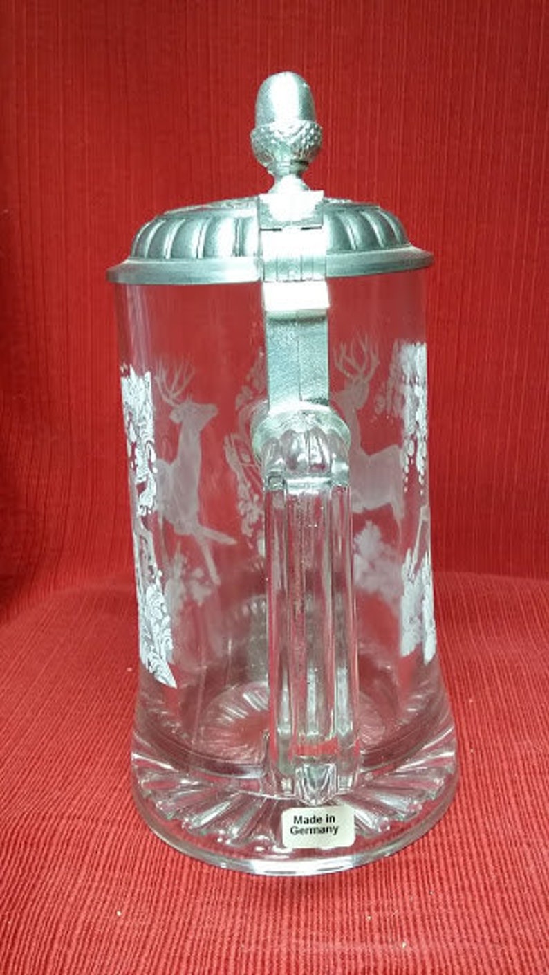 German Made Glass Stein With Pewter Lid 7 High Etsy