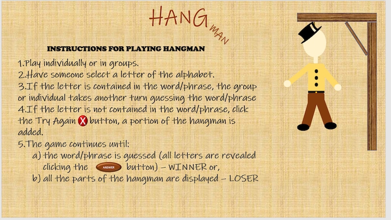 Hangman Virtual Screenshare Game - Zoom - Virtual Party Games- Fun ...