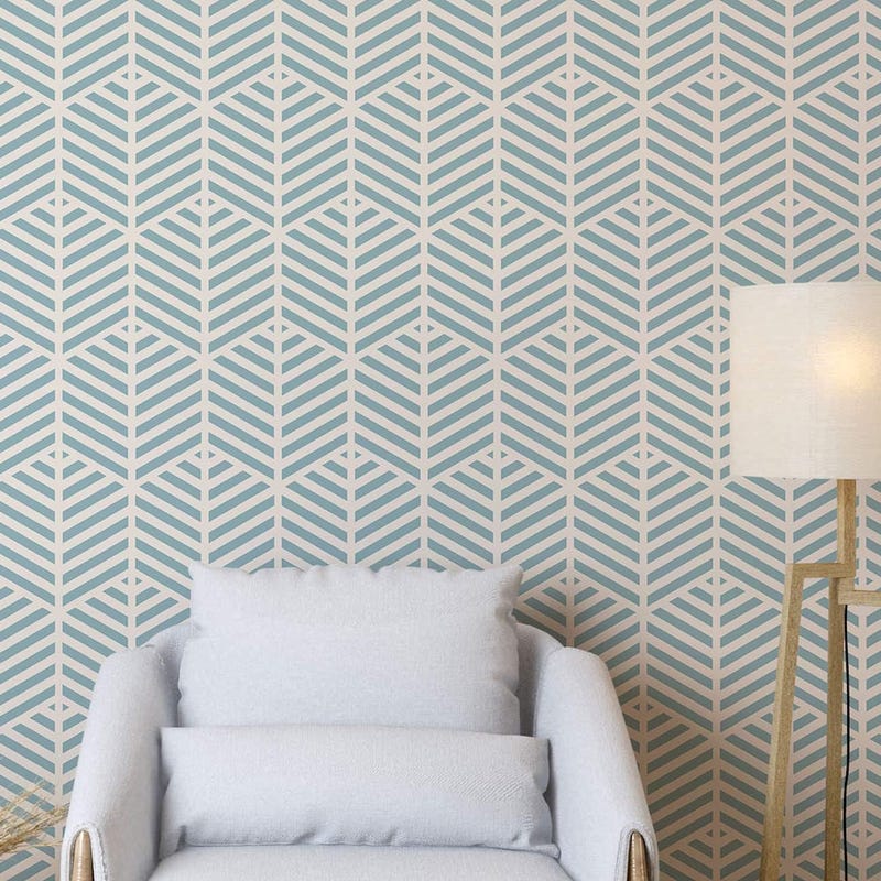 Teal Geometric Wallpaper - Etsy