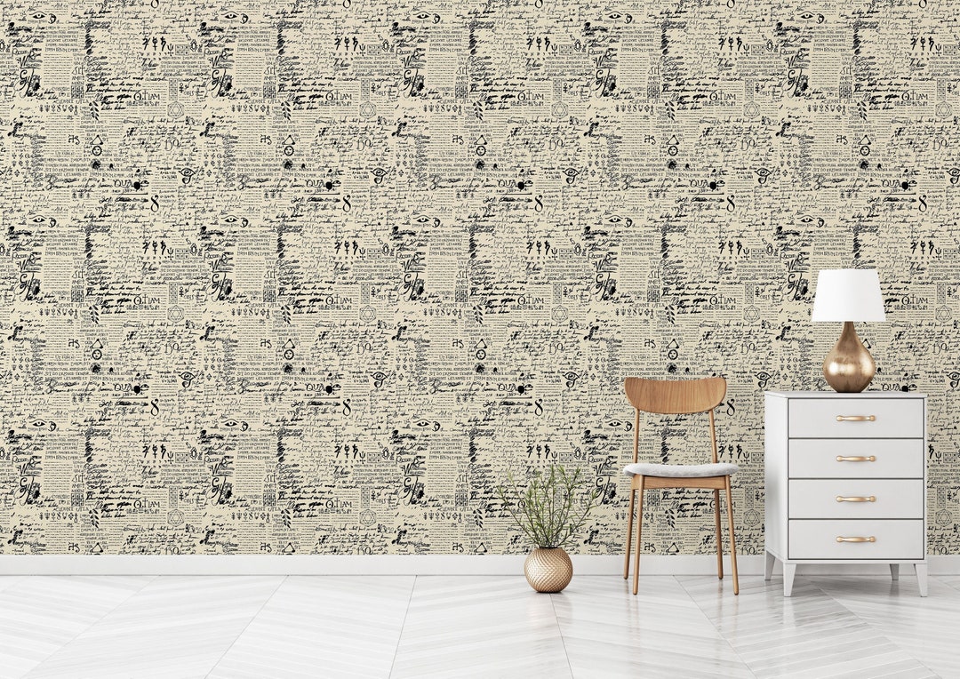 Scripted Chronicles Vintage Calligraphy Wallpaper Peel and Stick ...