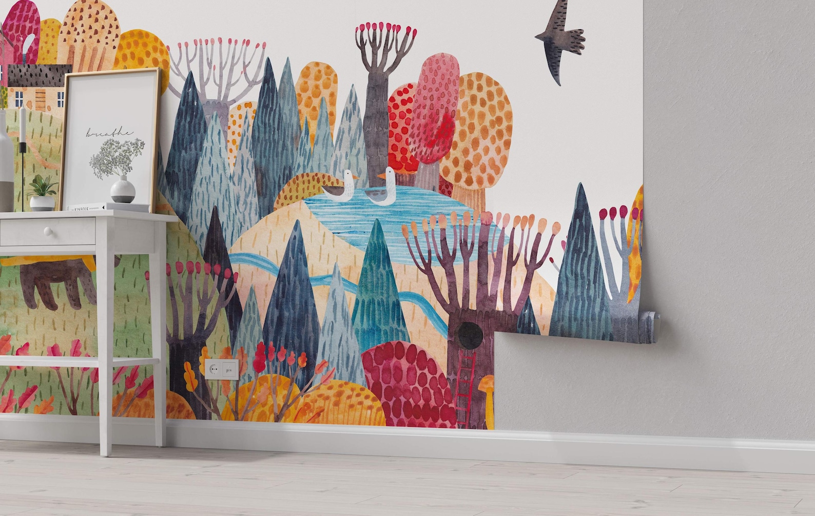Watercolor Storybook Forest Wall Mural: Woodland Nursery Decor - Etsy