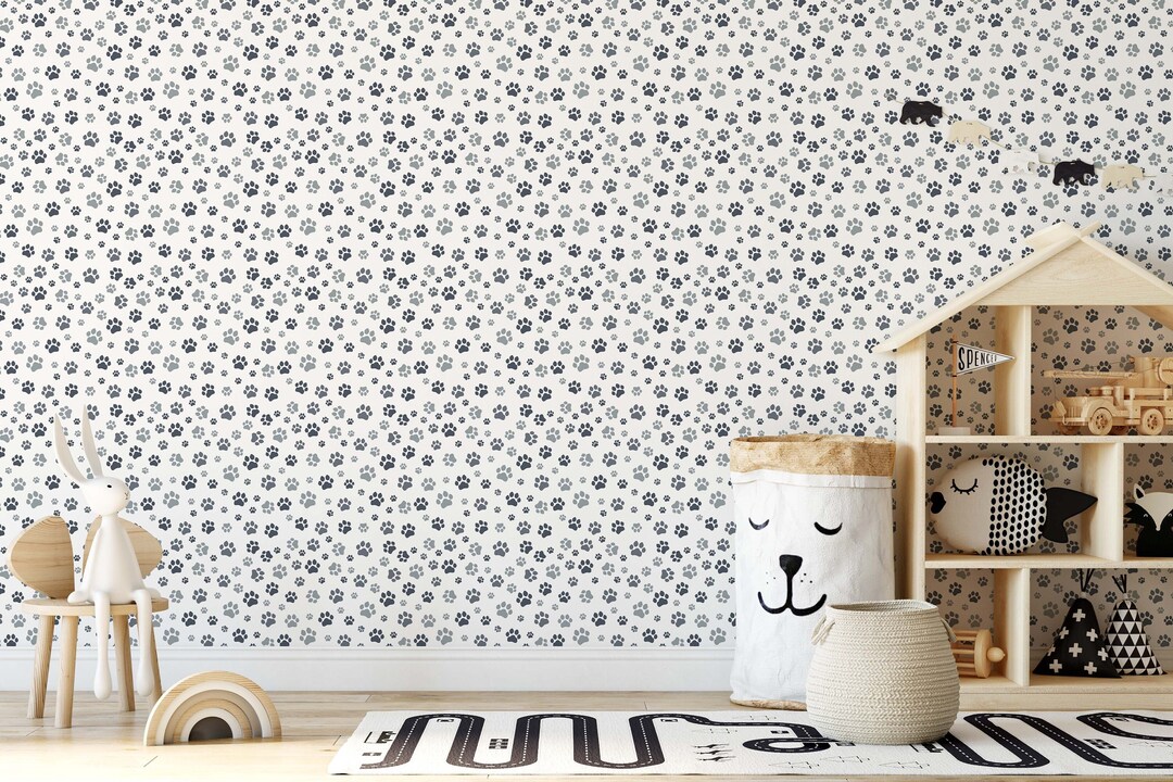 Puppy Steps Playful Paw Print Wallpaper Peel and Stick / Traditional ...