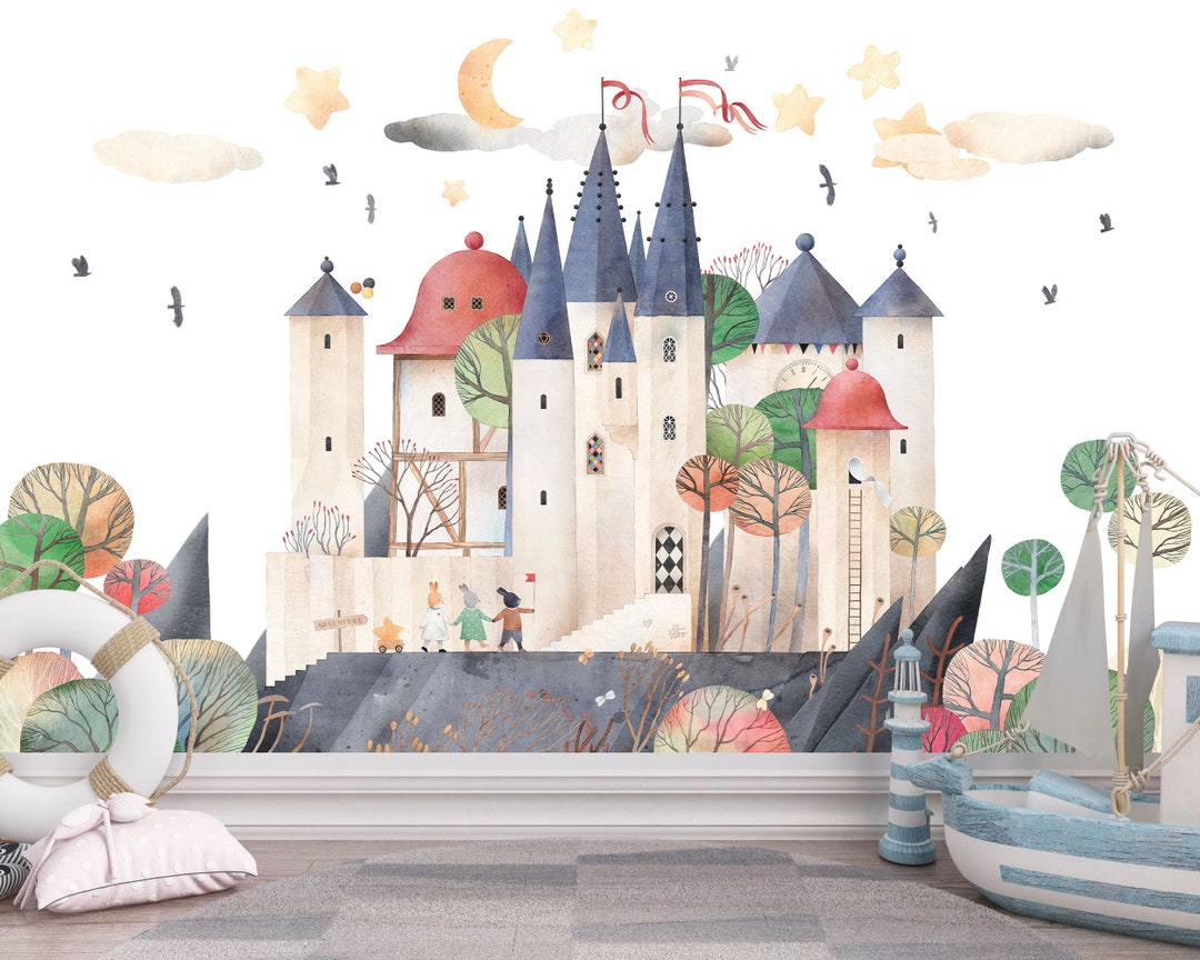 Enchanted Fortress Storybook Castle Wallpaper Peel and Stick ...