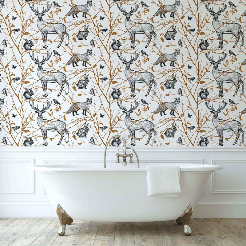 Animal Wallpaper White - Etsy