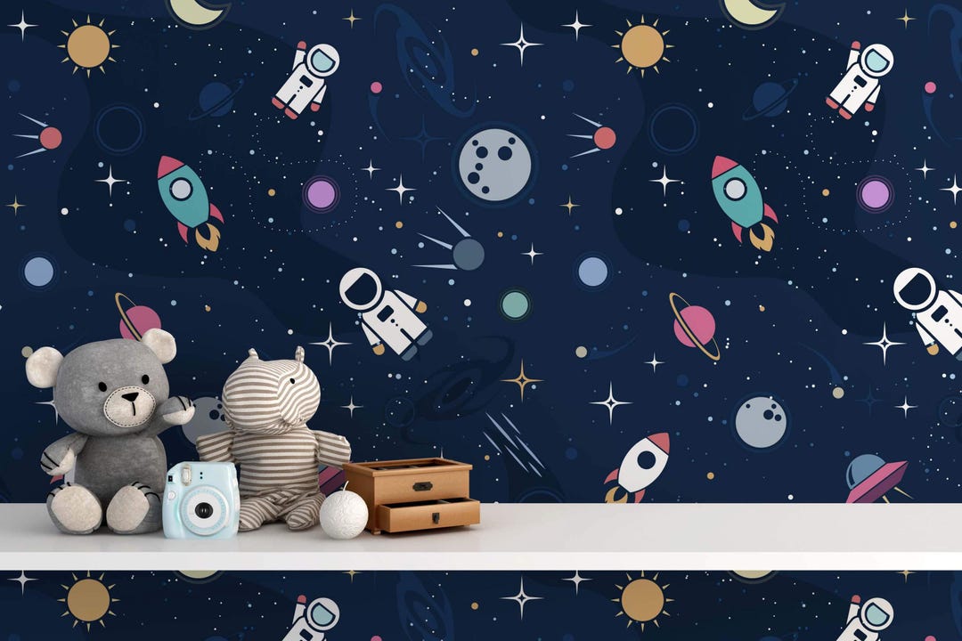 Outer Space Wallpaper | Colorful, Kids Space Wall Decor | Traditional ...
