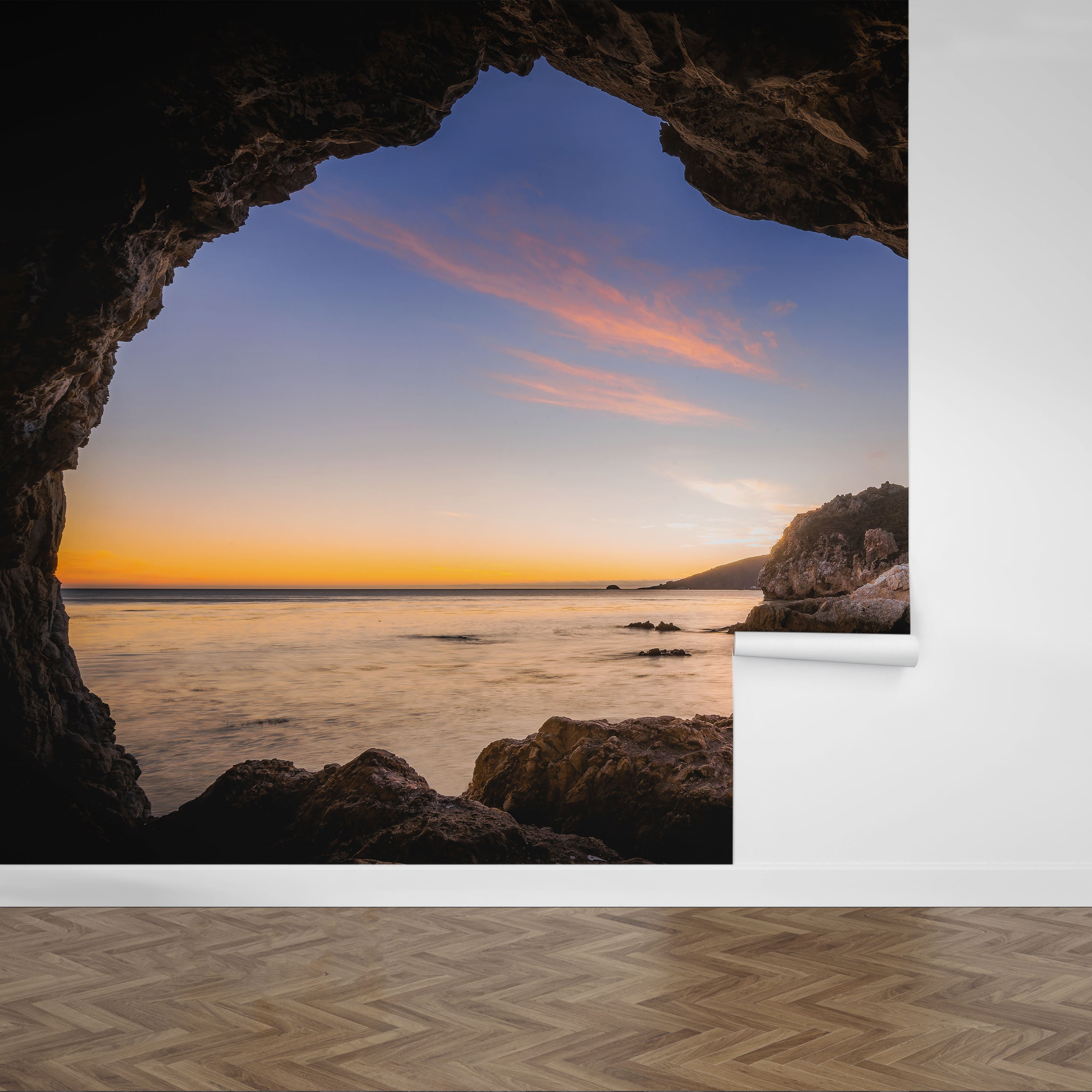 Sunset Ocean Cave Wallpaper Wall Decal for Bedroom Wall - Etsy