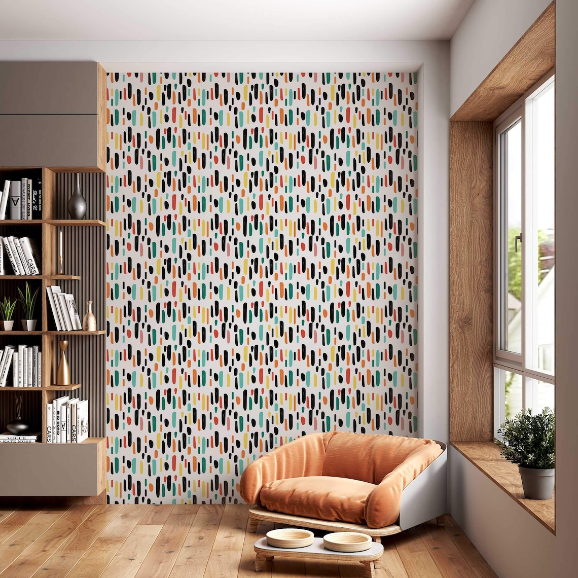 Colorful Dashes Wallpaper: Multicolor Abstract Wall Decor - Etsy
