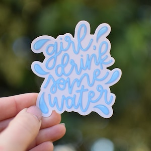 Girl Drink Some Water Sticker Waterproof Laptop Decal | Etsy