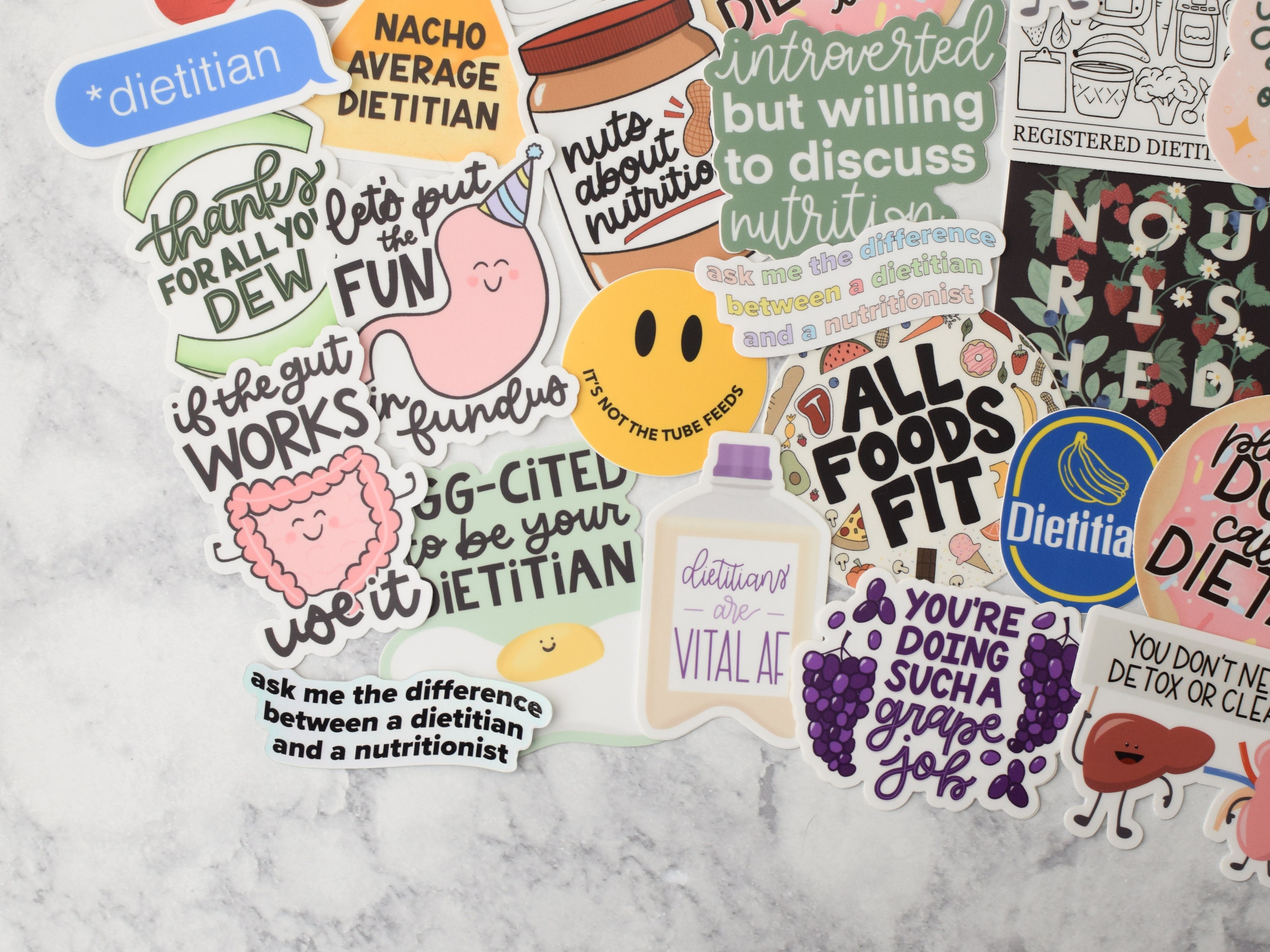 Bundle of Dietitian Stickers 10-100ct | Water Bottle Decal | Registered ...