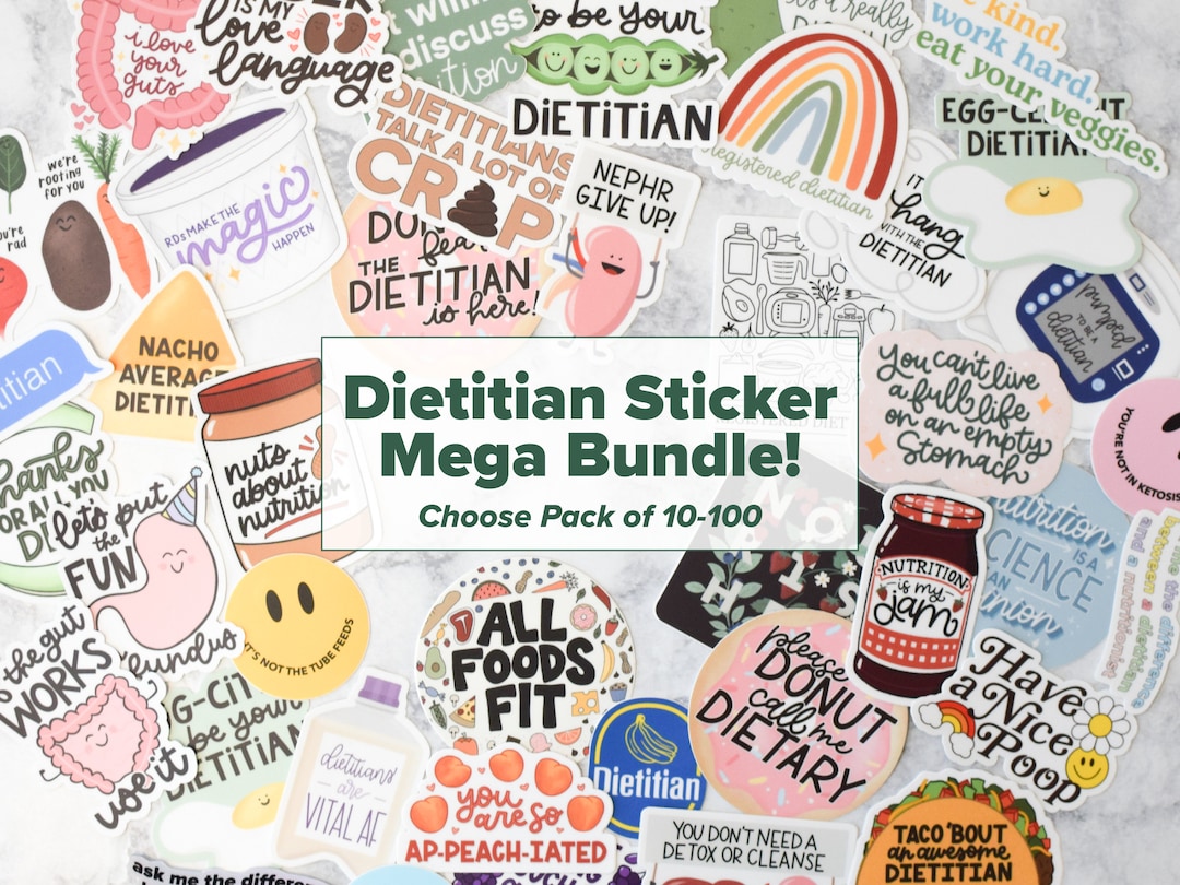 Bundle of Dietitian Stickers 10-100ct | Water Bottle Decal | Registered ...