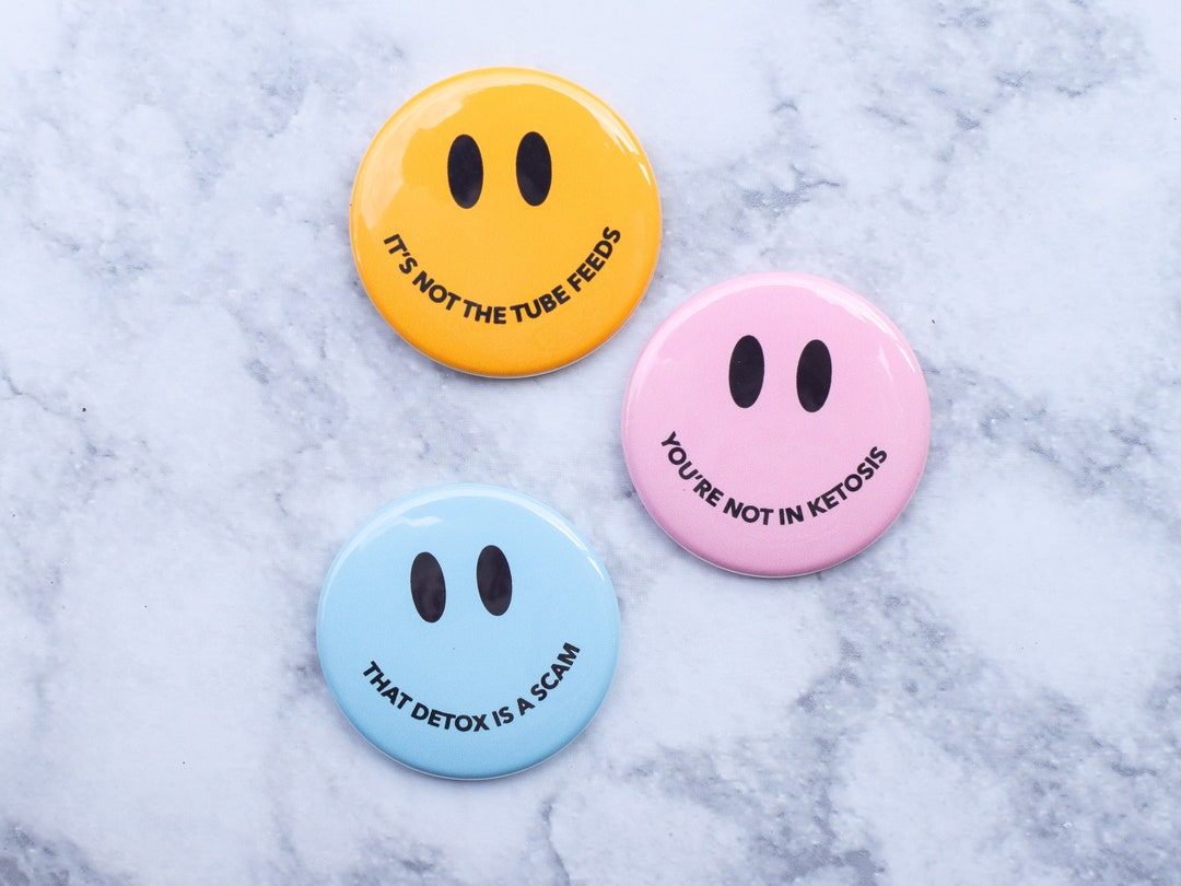Sassy Nutrition Smileys Button or Magnet Bundle | 1.5 Inch Diameter ...