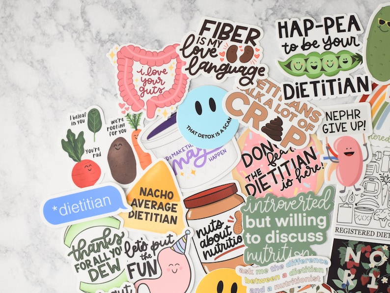 Bundle of Dietitian Stickers 10-100ct | Water Bottle Decal | Registered ...