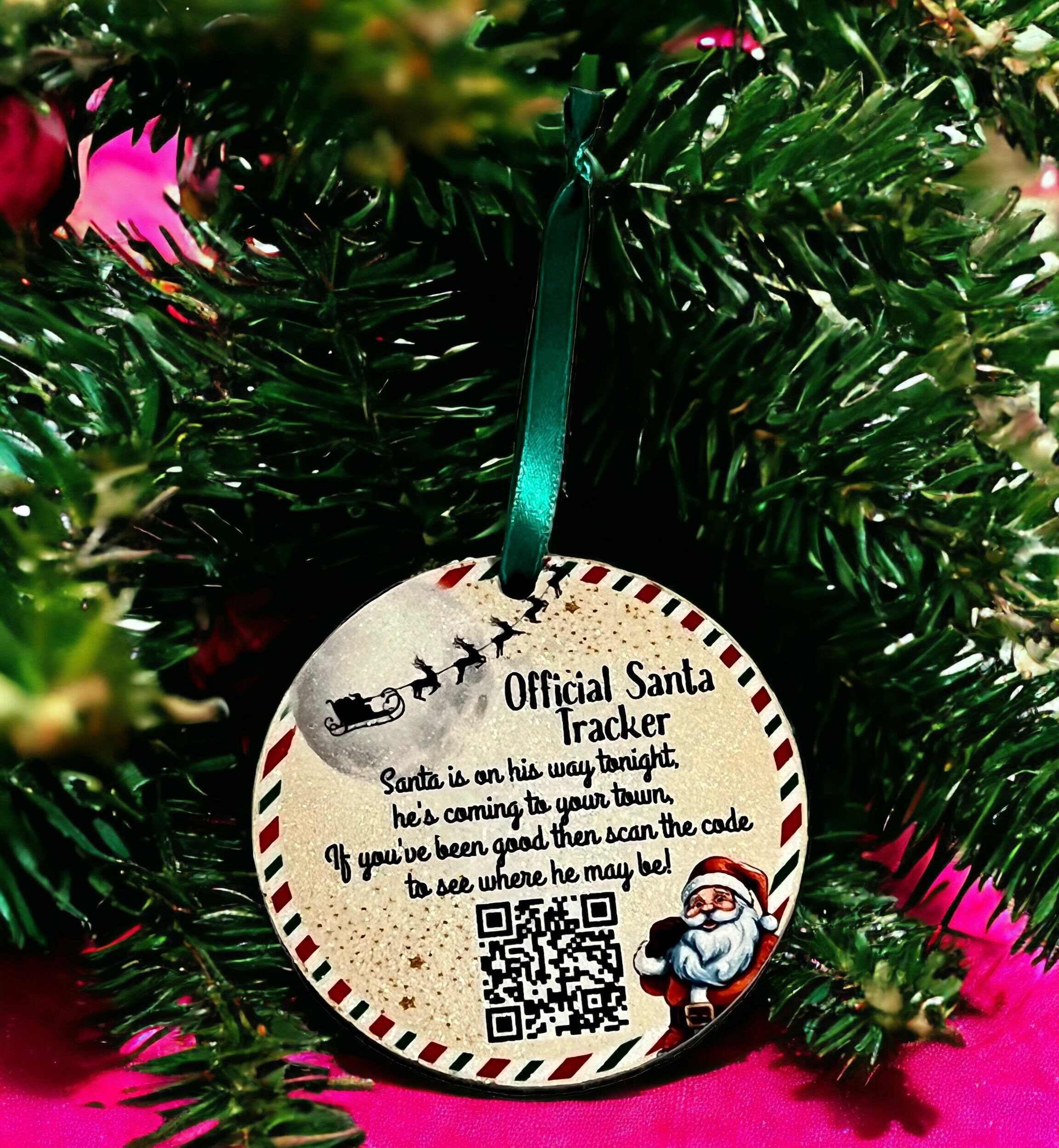 Santa QR Code Tracker Tree Decoration - Etsy UK