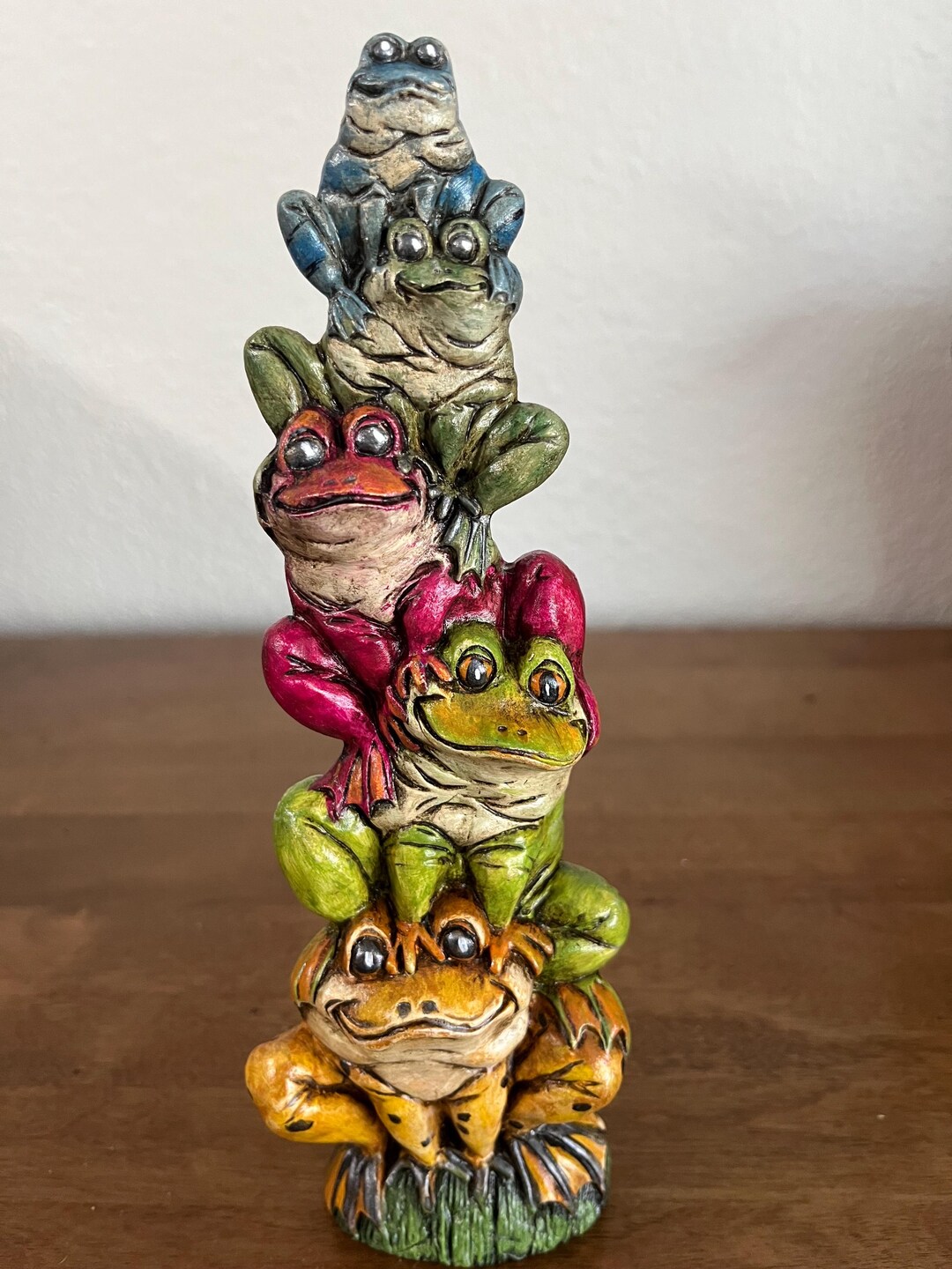 Frog Statue Stacked| Ceramic Hand Painted Frogs| Garden Frog Family| Frog Lovers - Etsy