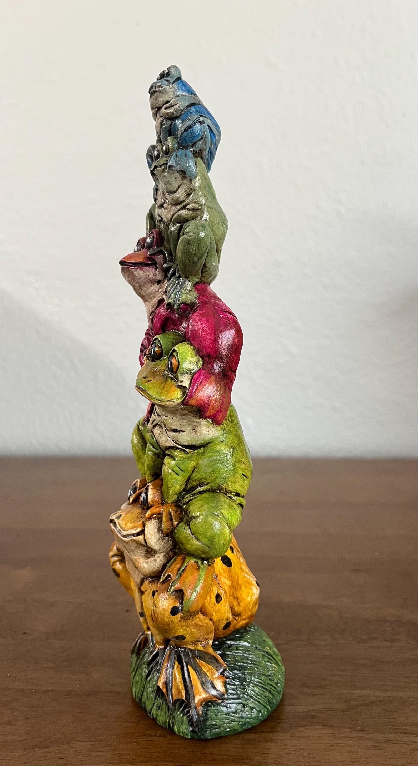Frog Statue Stacked| Ceramic Hand Painted Frogs| Garden Frog Family ...