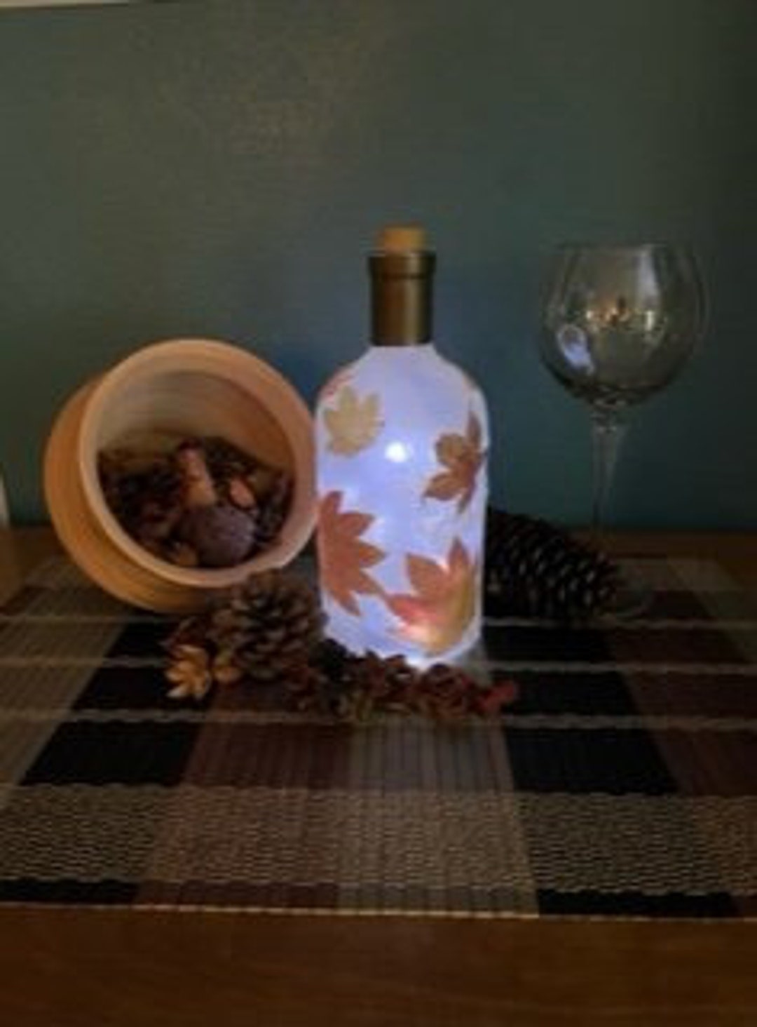 Tissue Paper Leaf Lantern Fall Bottle Lantern Lighted - Etsy