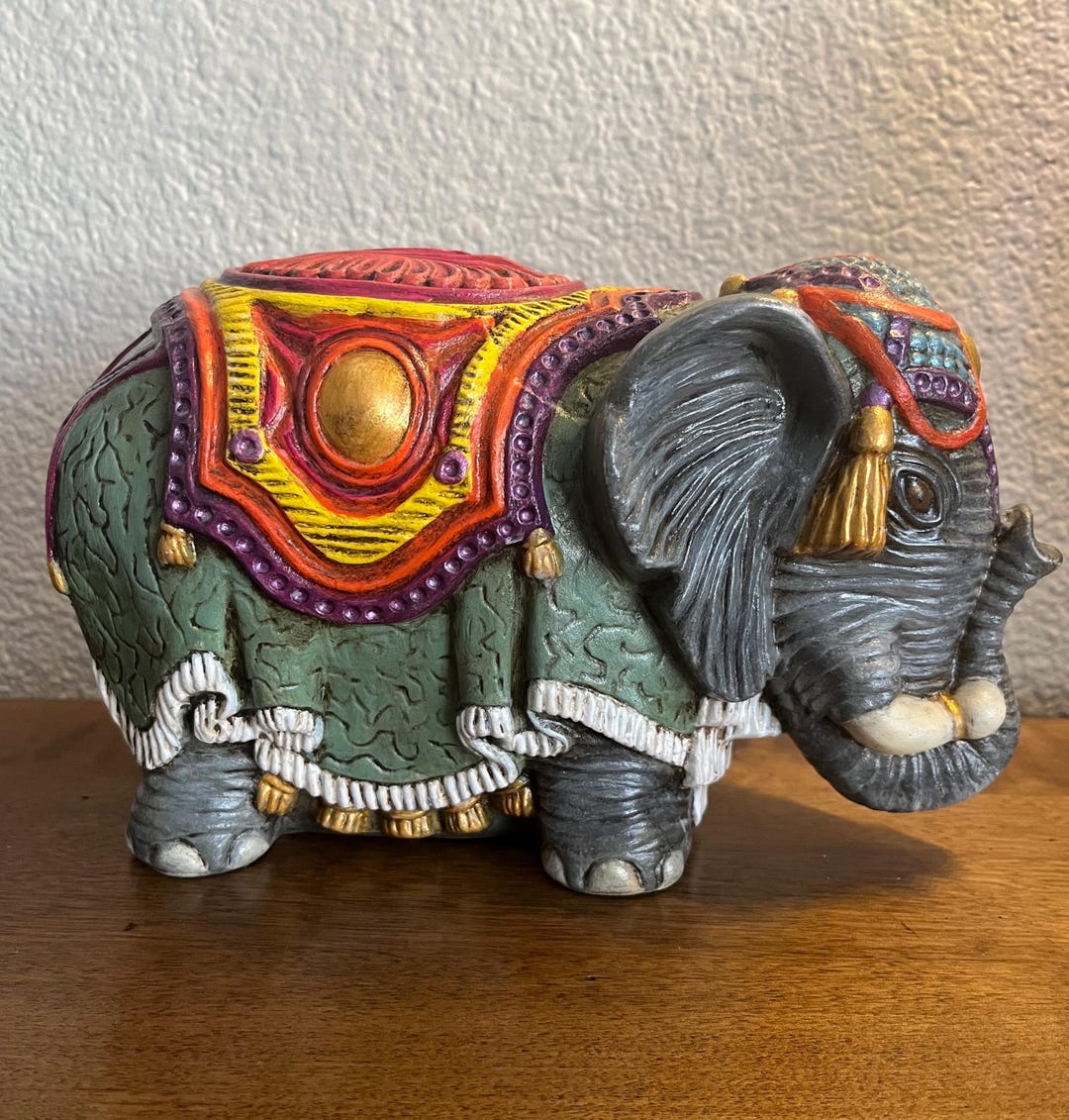 Elephant Piggy Bank | Ceramic Hand Painted Elephant Coin Bank| Colorful ...