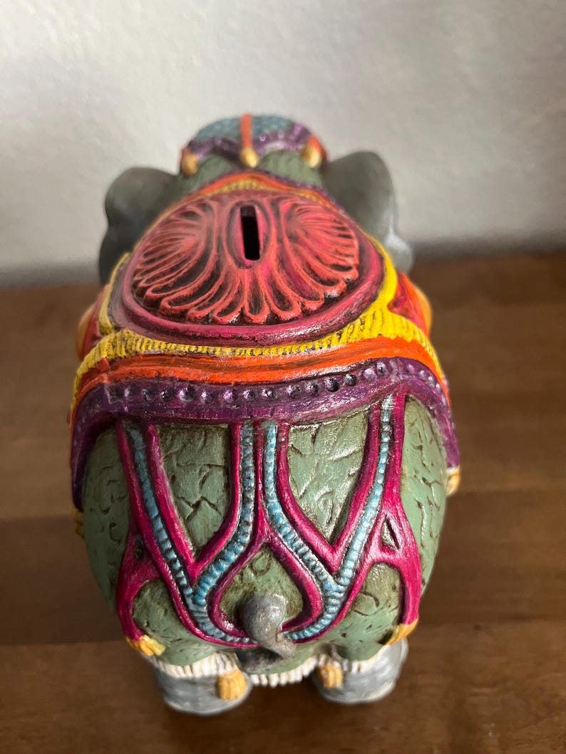 Elephant Piggy Bank | Ceramic Hand Painted Elephant Coin Bank| Colorful ...