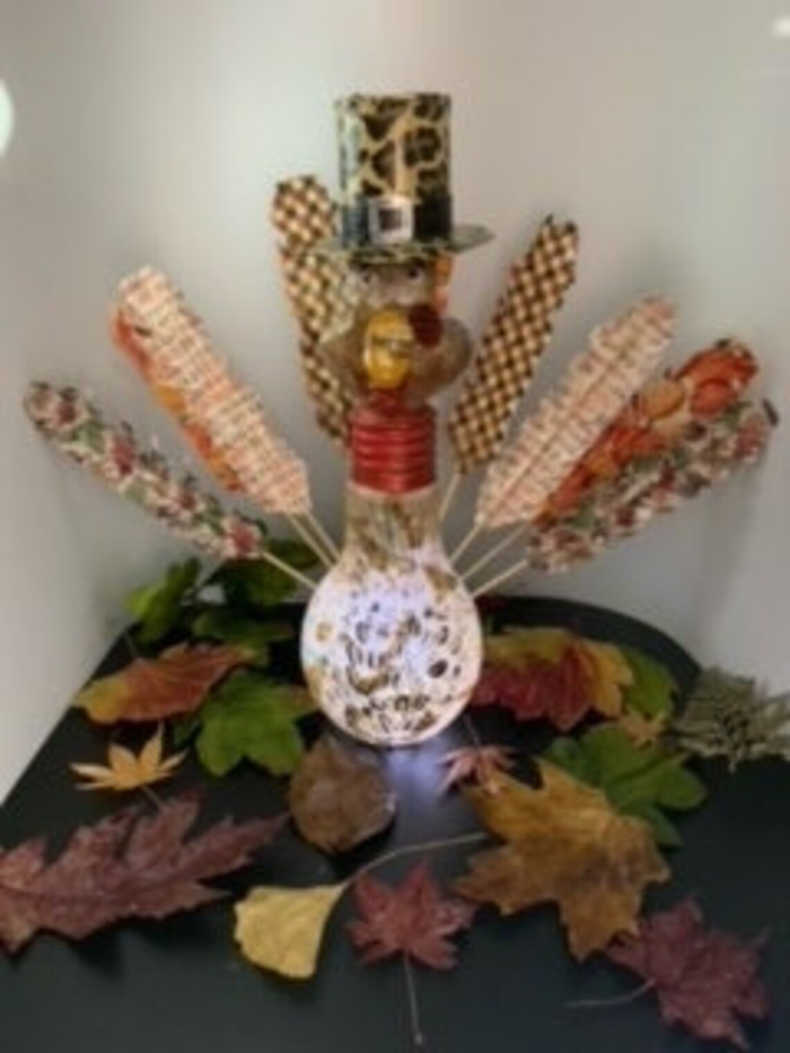 Thanksgiving Glass Turkey Centerpiece Turkey Tabletop - Etsy
