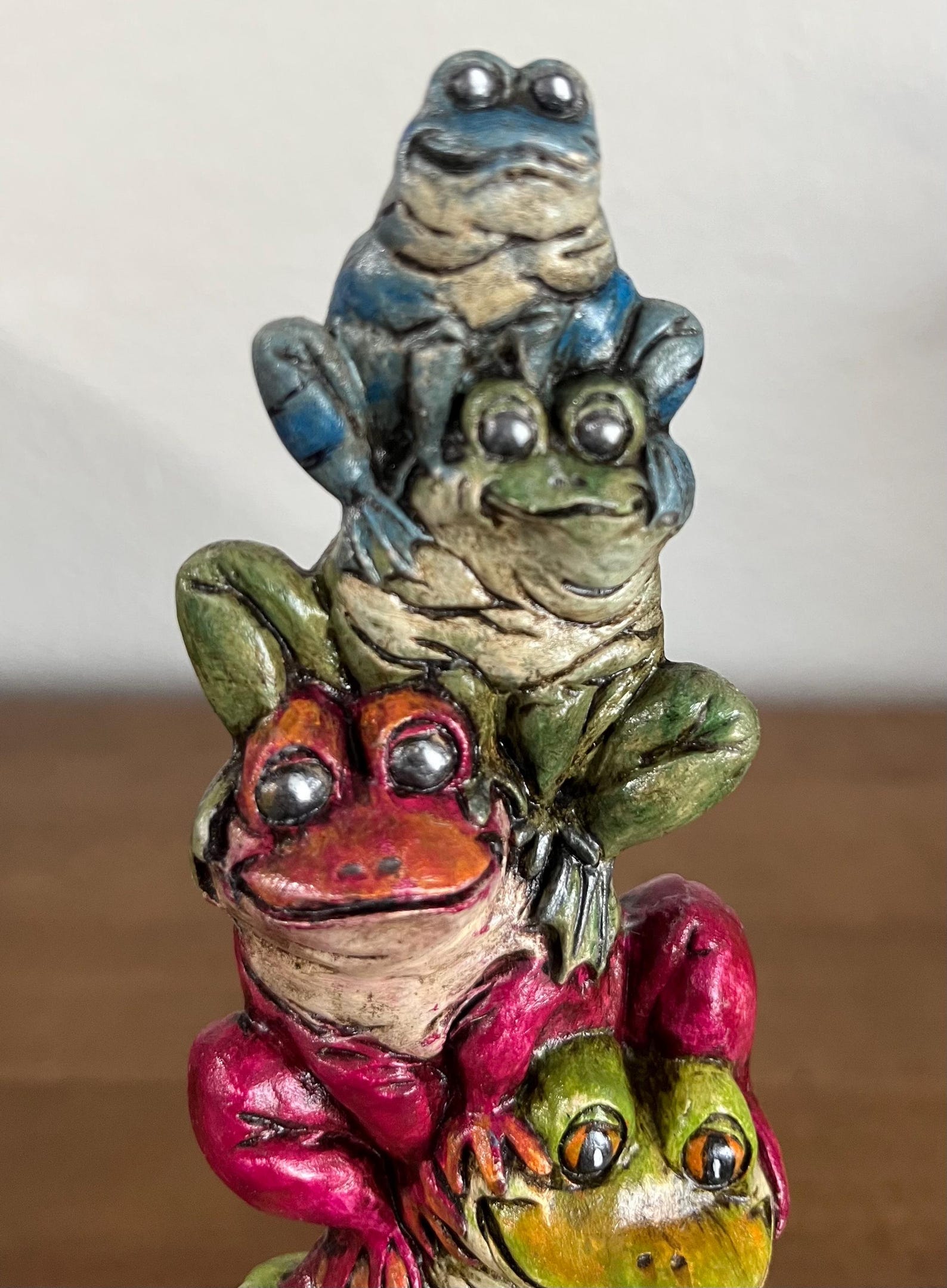 Frog Statue Stacked| Ceramic Hand Painted Frogs| Garden Frog Family ...