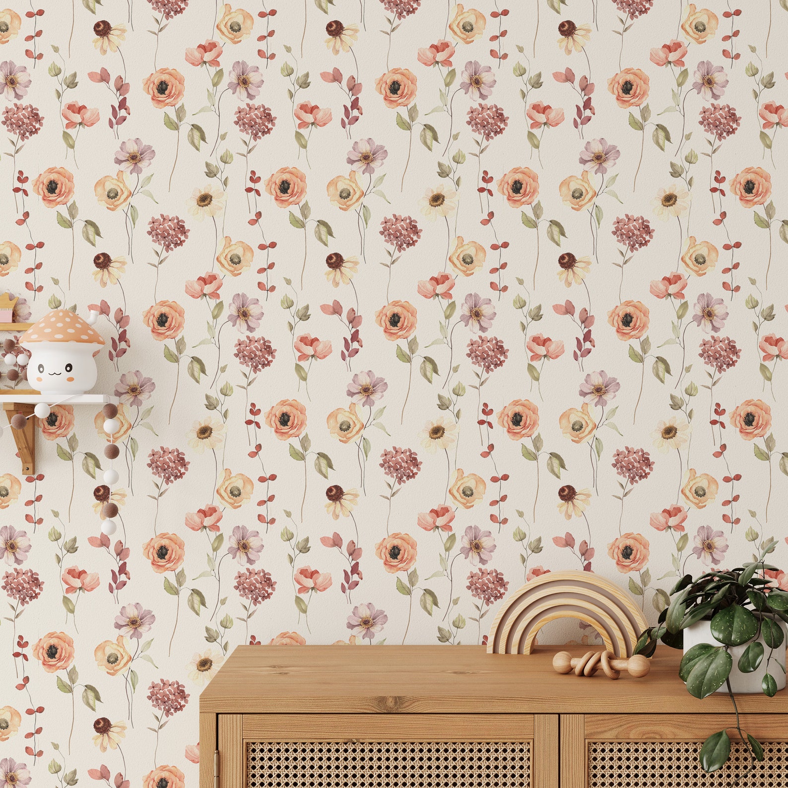 Peel and Stick Wallpaper Avery Wallpaper Floral Watercolor Wallpaper ...
