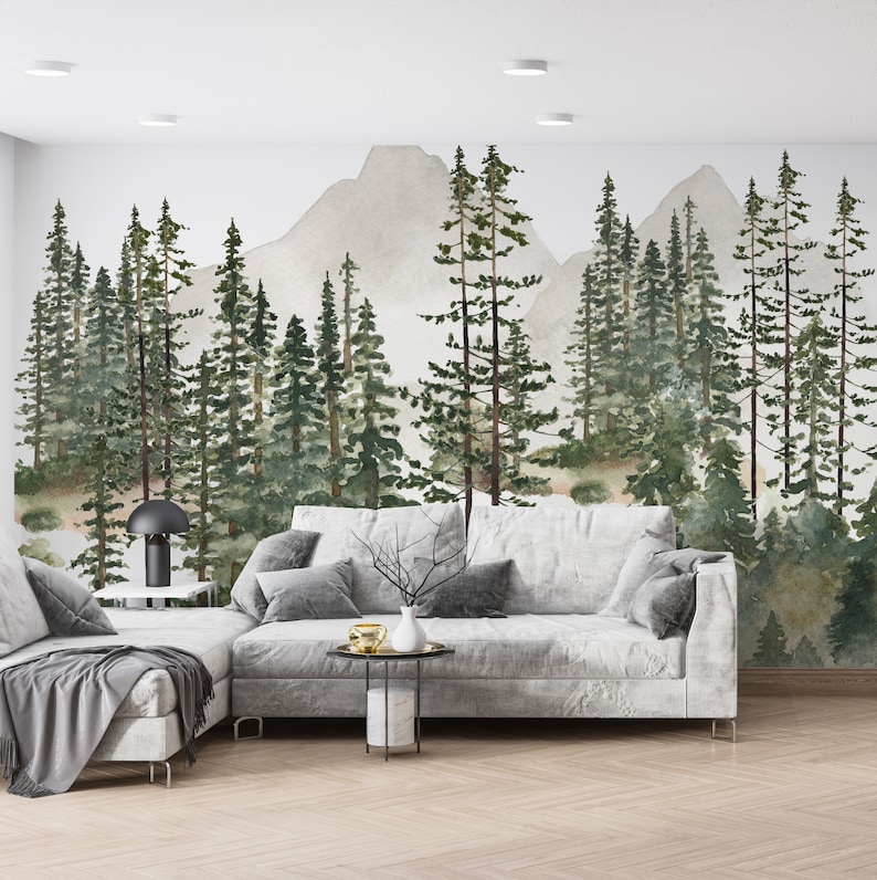 Peel and Stick Wallpaper Pine Tree Wallpaper Removable - Etsy