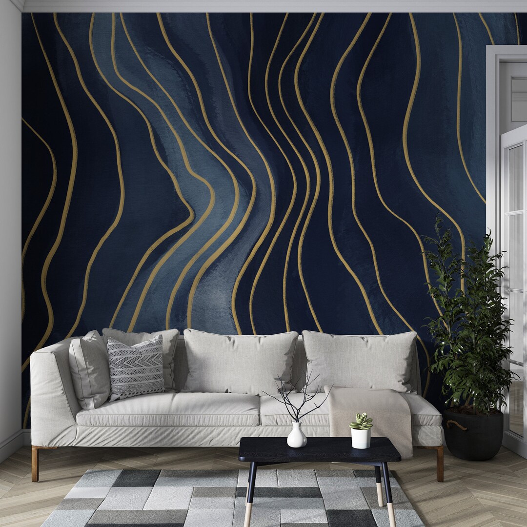 Navy Blue Wallpaper Peel and Stick Wallpaper Removable Wallpaper Art ...