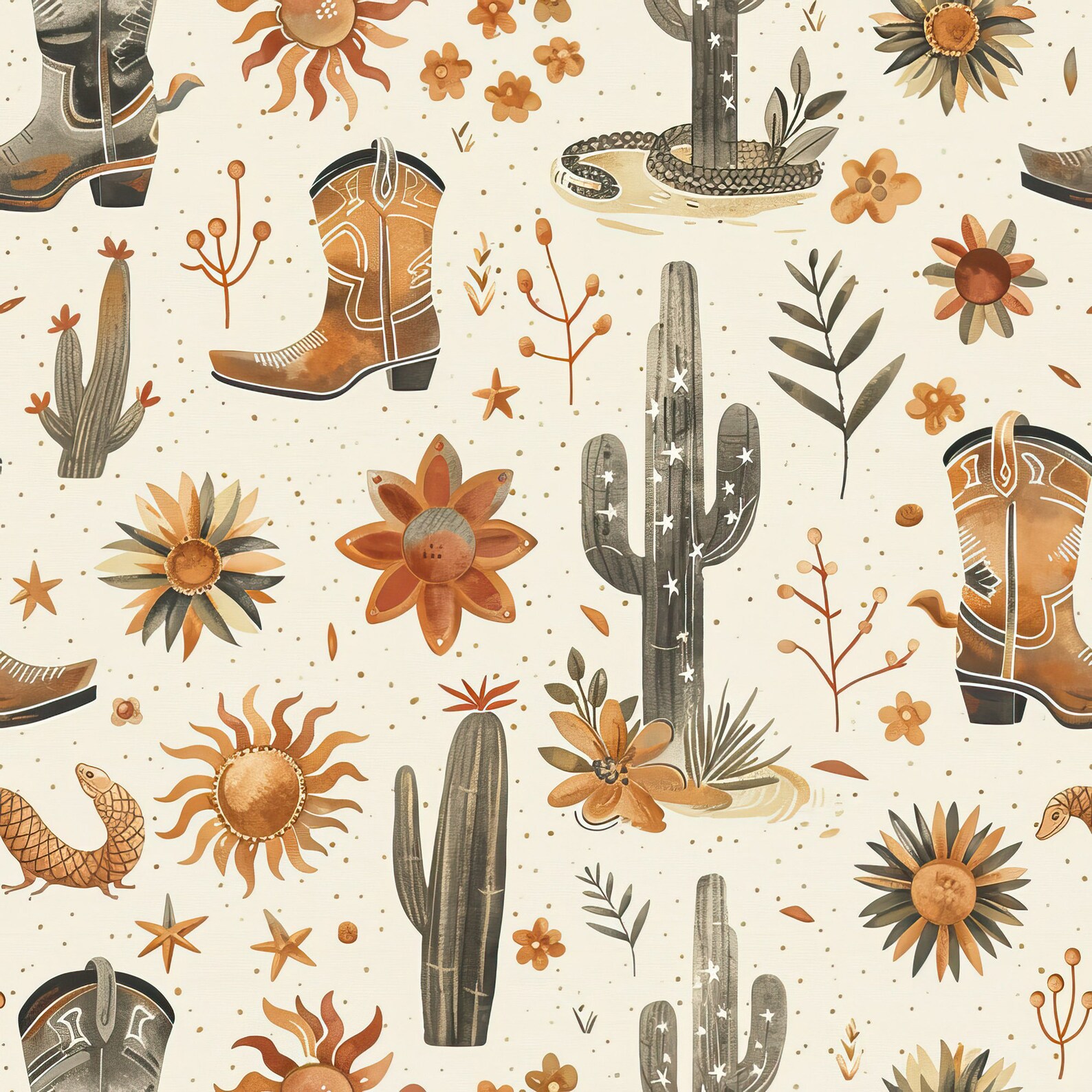 Beige Western Cowboy Decor Self Adhesive Wallpaper - Wild West Cowboy ...