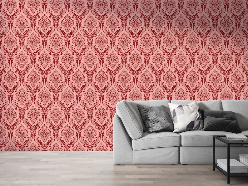 Removable Wallpaper Red Damask Wallpaper Damask Wallpaper Wall Mural ...