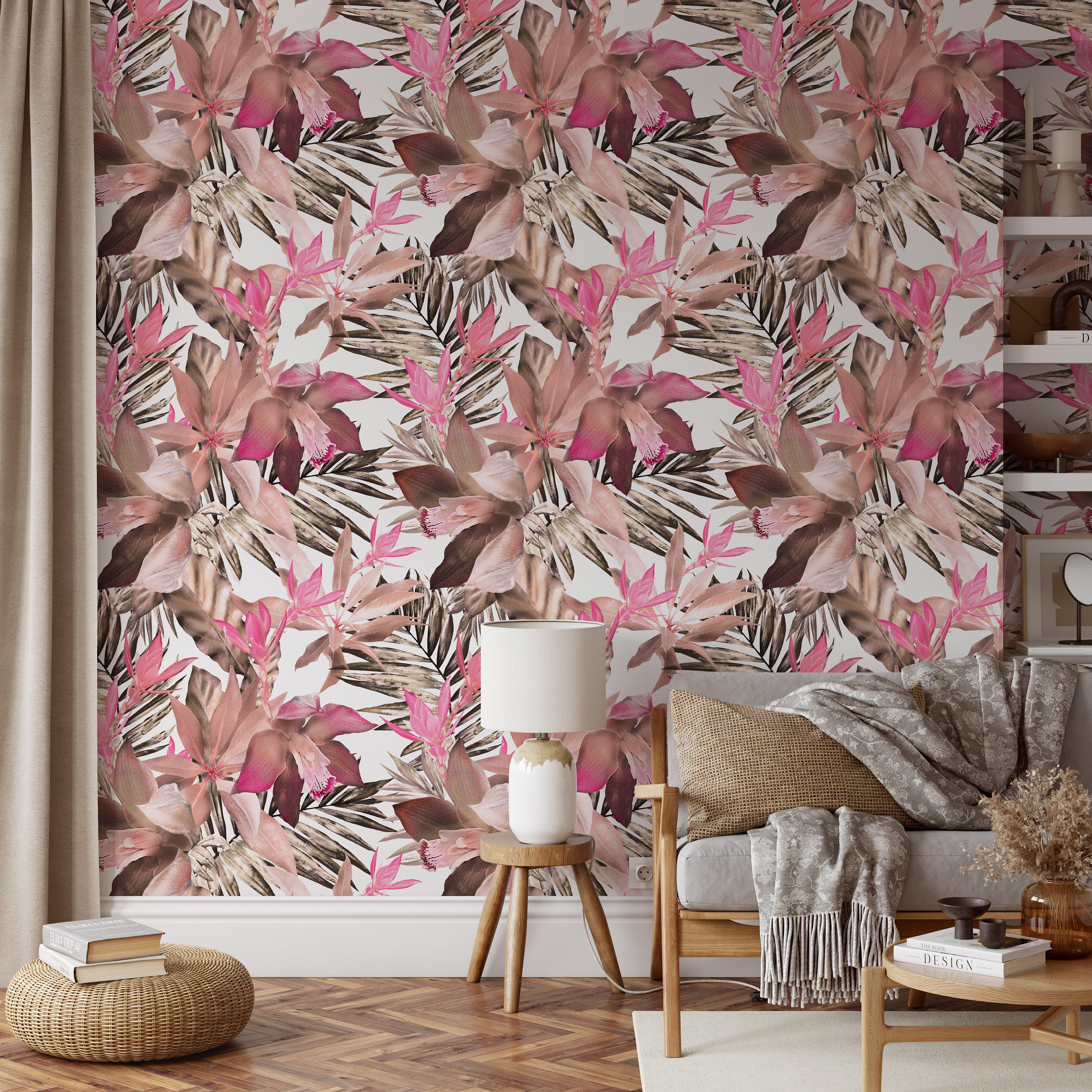 Pink leaf wallpaper store