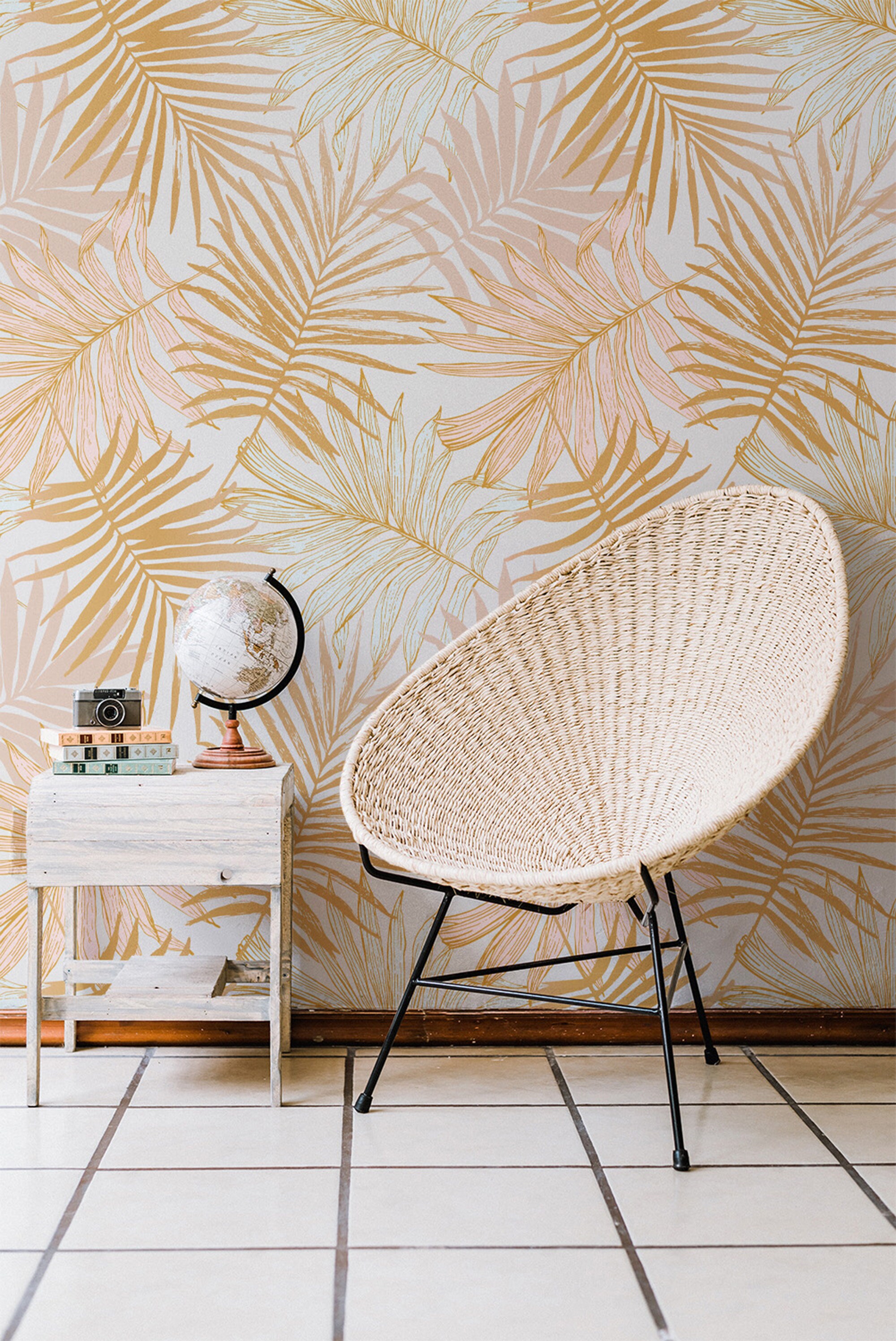 Removable Wallpaper Gold Tropical Leaf Print Wallpaper Gold - Etsy