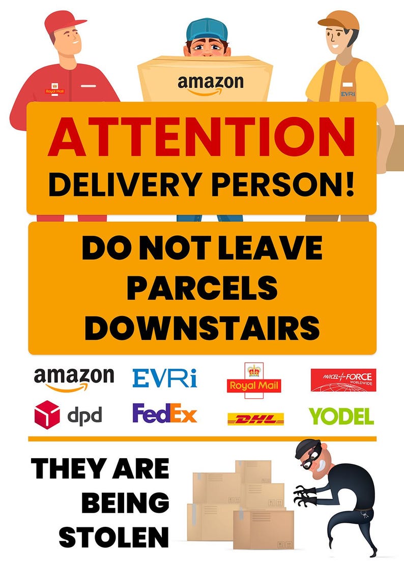 Delivery Driver Do Not Leave Parcel, Delivery Driver Warning, Delivery ...