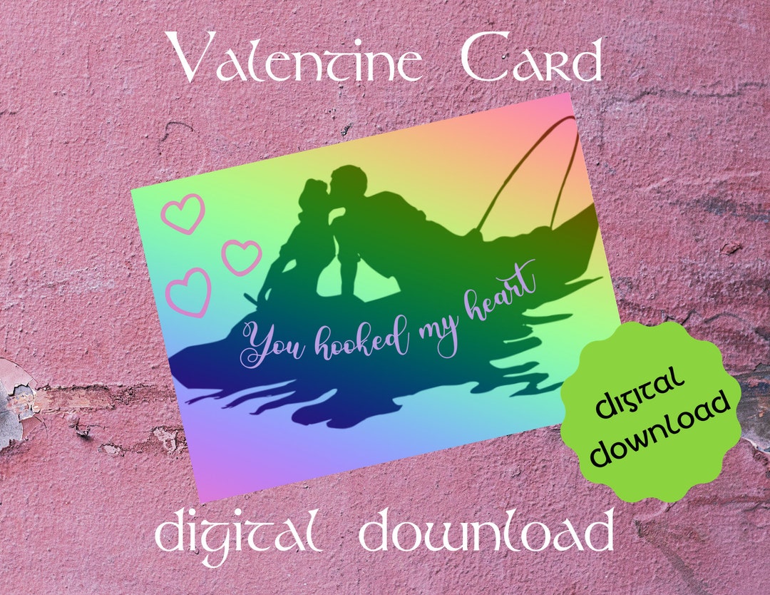 Fishing Theme Valentine Card ~*~digital Download~*~ - Etsy